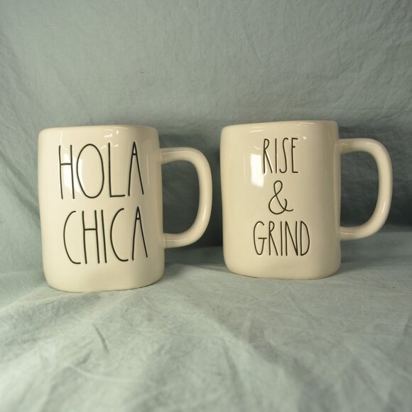 Rae Dunn | Dining | 22 Oz Mug White Rae Dunn Hola Chica And Rise Grind ...
